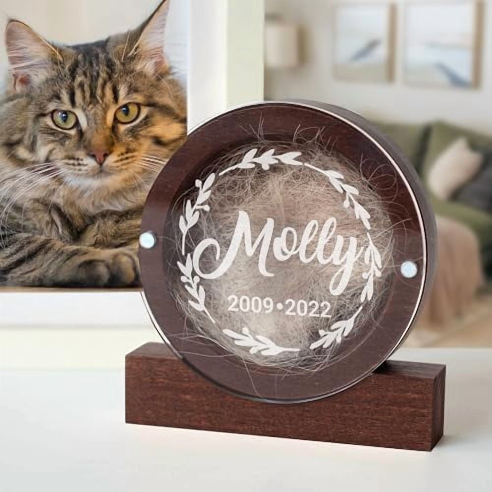 Personalized Pet Hair Keepsake Box for Dog and Cat Fur - Engraved Wood ...