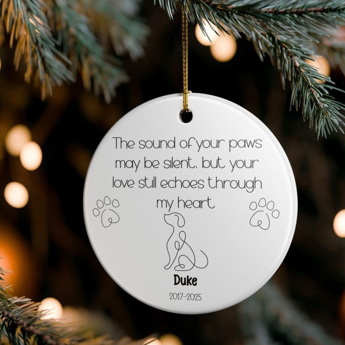 Personalized Pet Memorial Ceramic Ornament, Custom Paw Print Tribute ...
