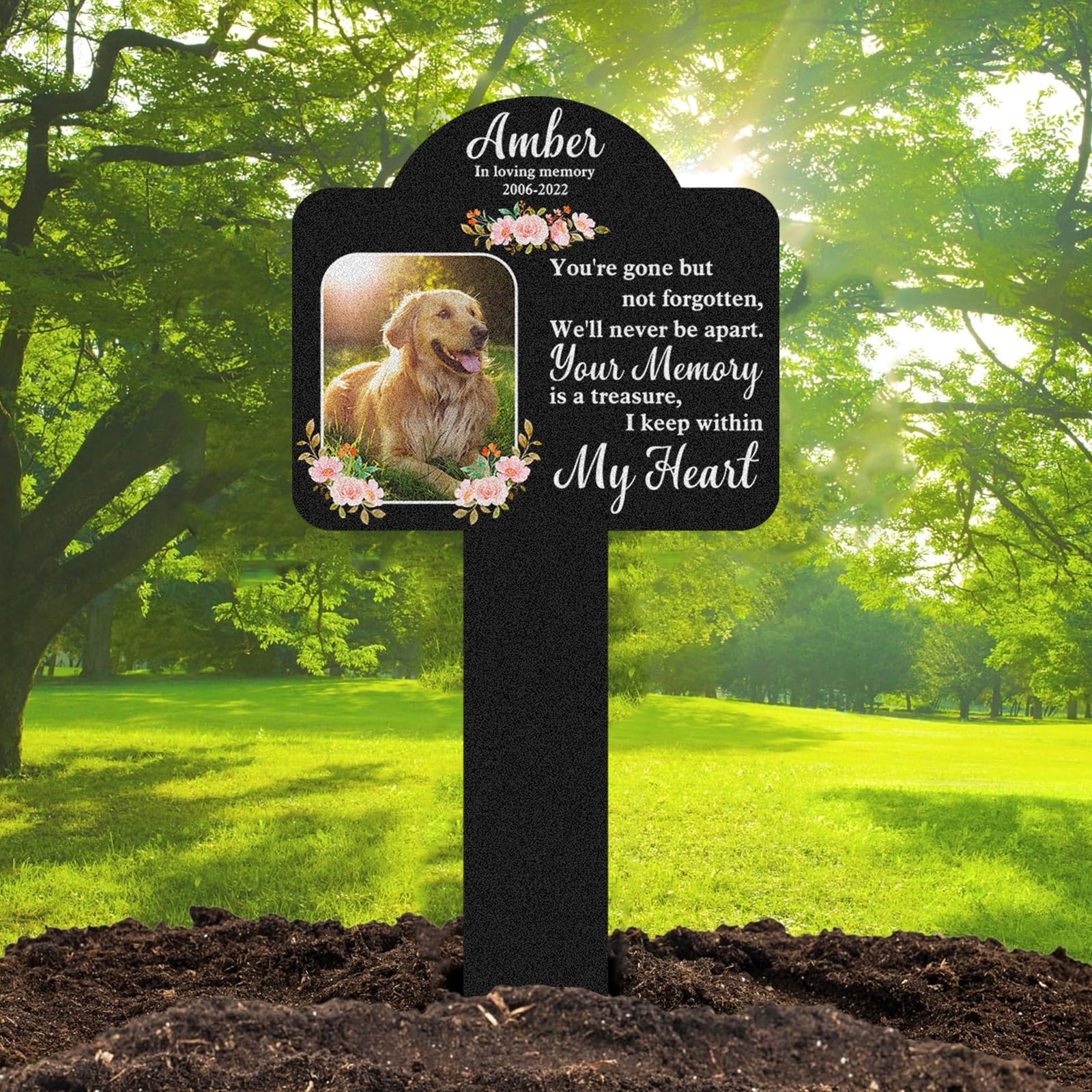 Personalized Pet Memorial Grave Marker Metal Stake - Custom Picture ...