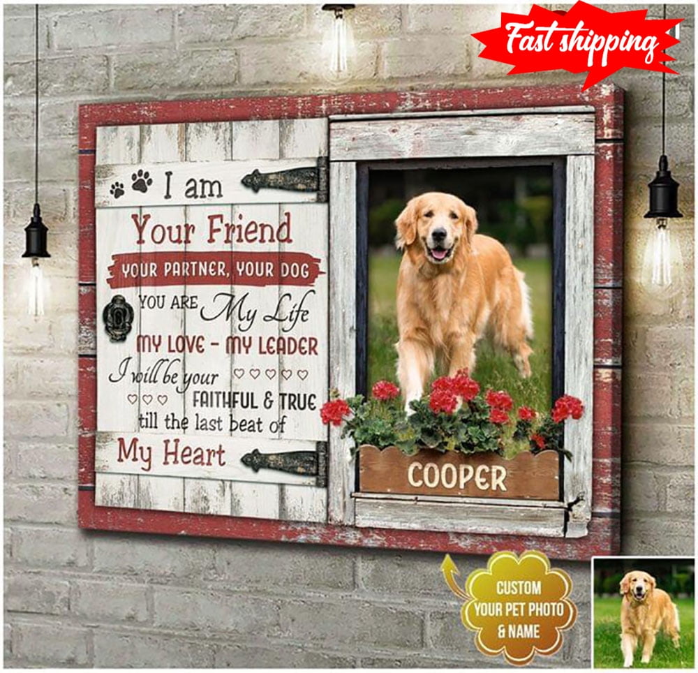 Personalized Pet Name & Photo Golden Retriever & Red Flowers I Am Your ...