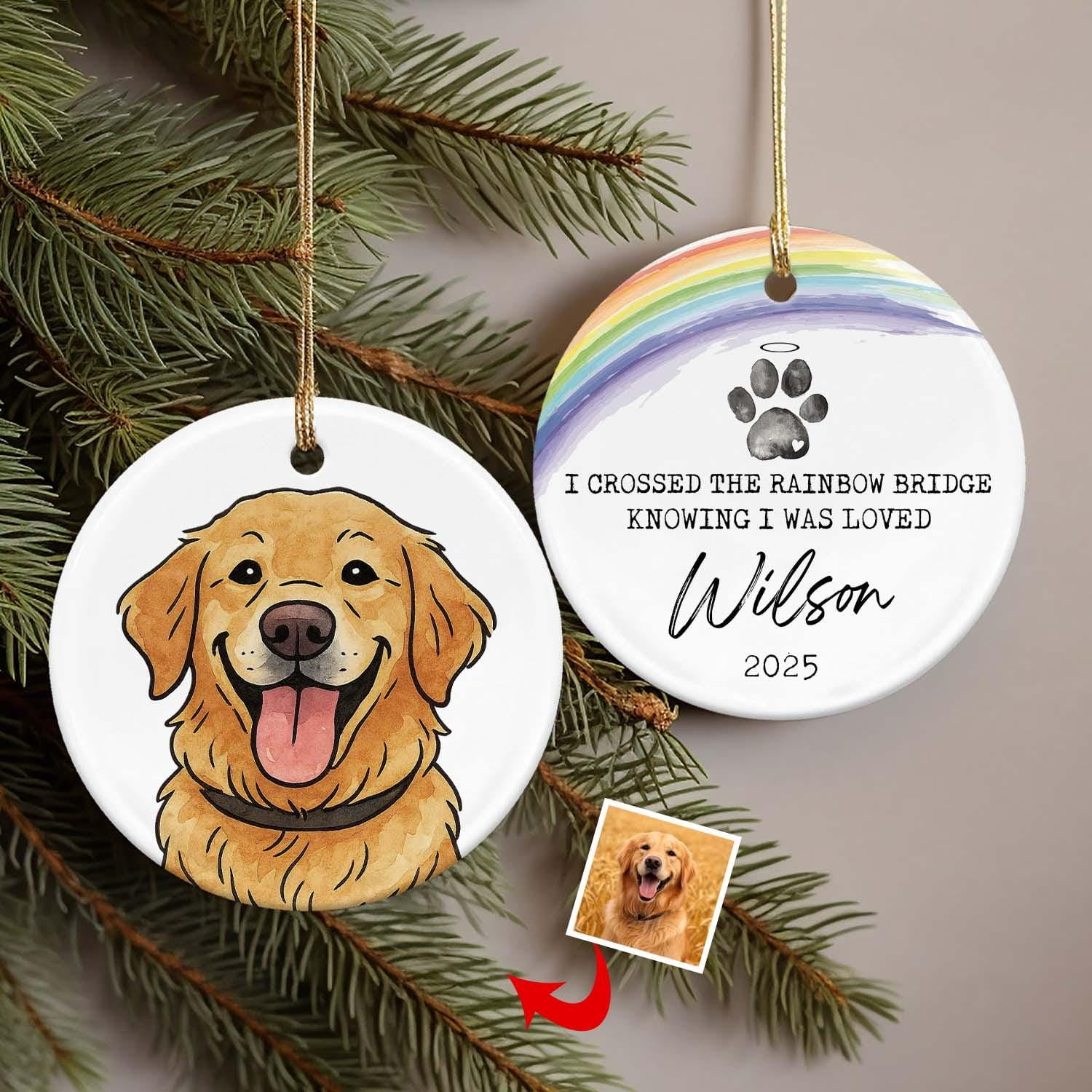 Personalized Pet Photo Ornament, I Crossed The Rainbow Bridge Knowing I ...