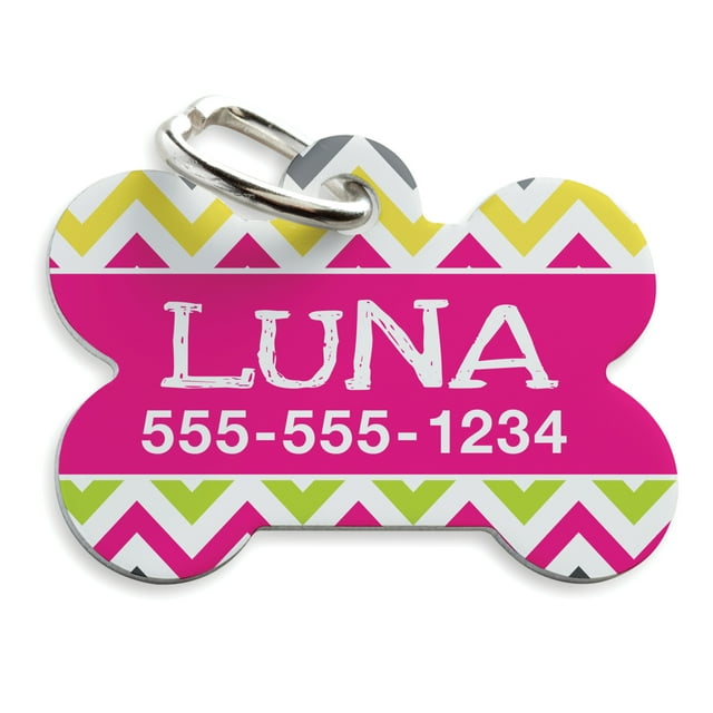 Personalized Pet Tag, Pink Chevron - Walmart.com