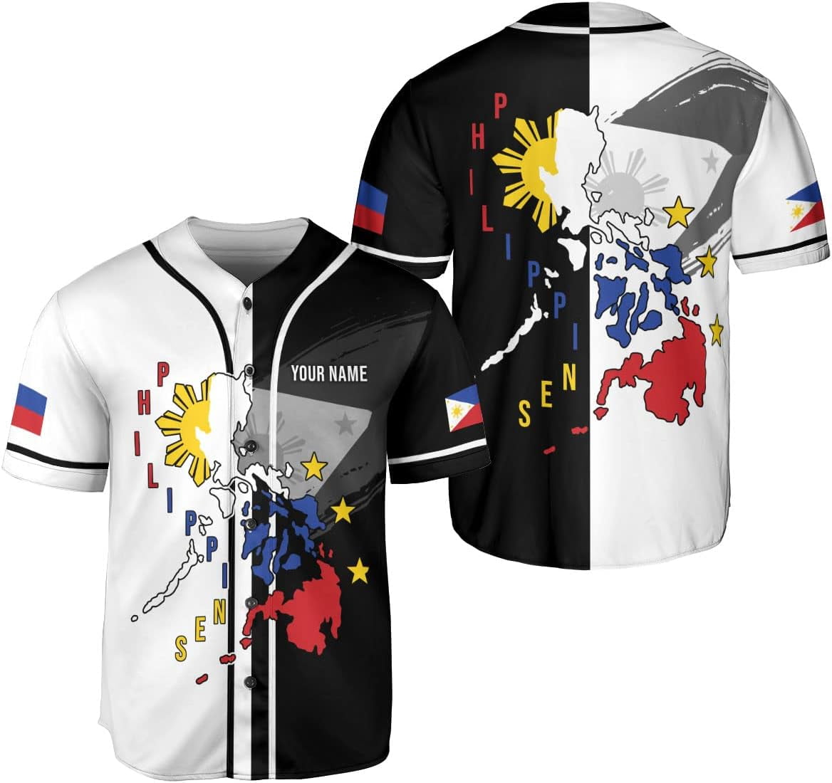 Personalized Philippines Baseball Jersey, Filipino Flag Baseball Jersey ...