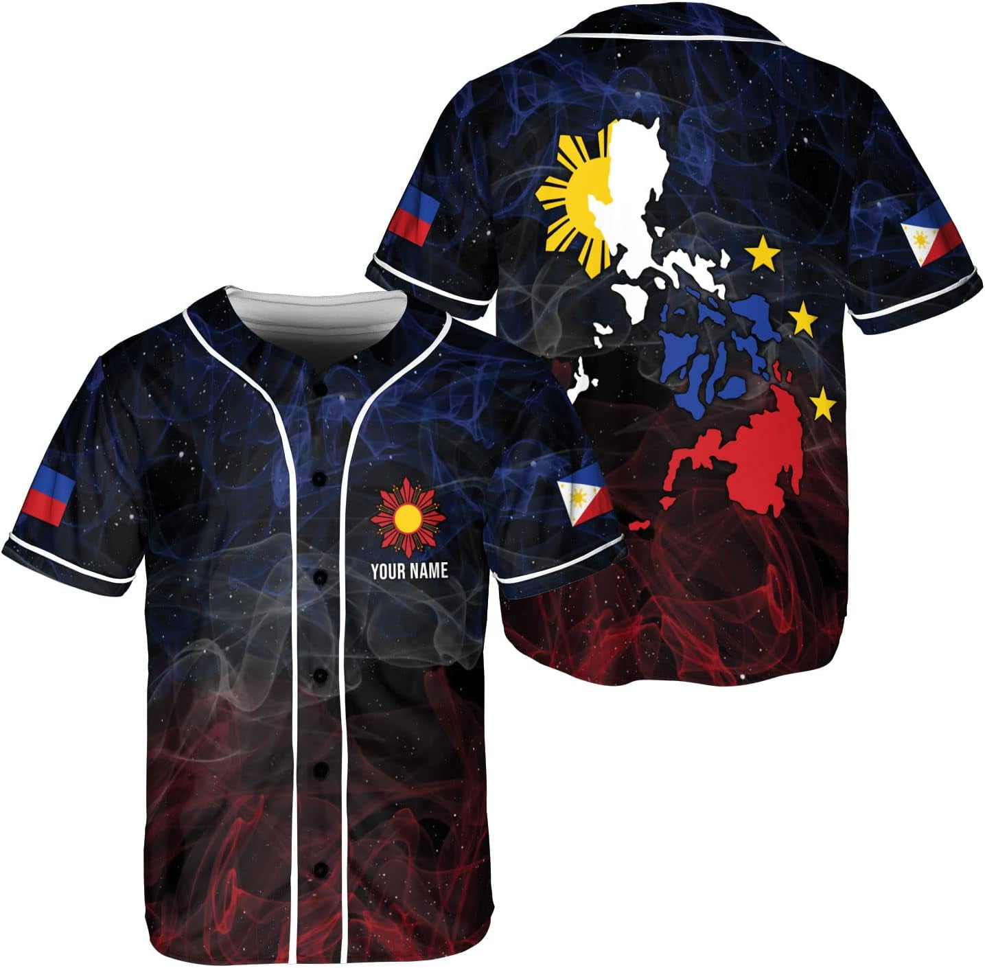 Personalized Philippines Baseball Jersey, Filipino Flag Baseball Jersey ...
