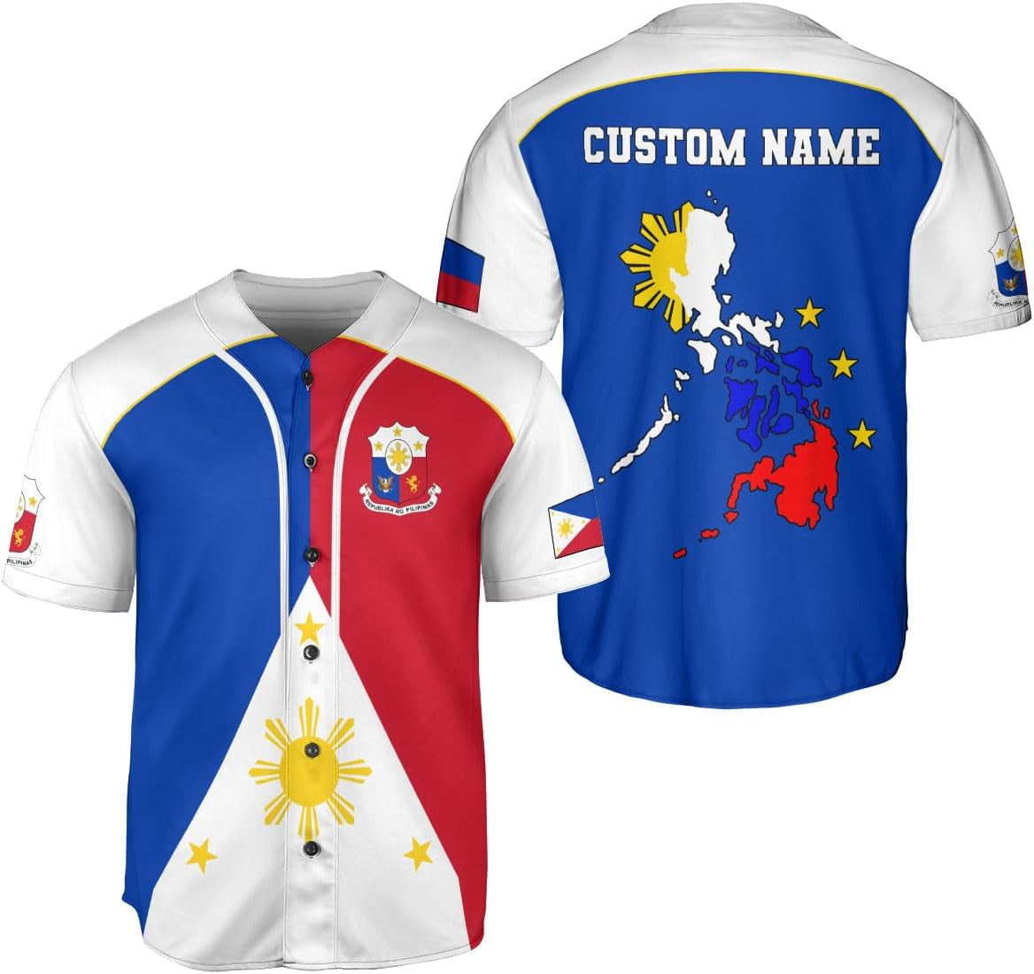 Personalized Philippines Baseball Jersey, Filipino Flag Baseball Jersey ...