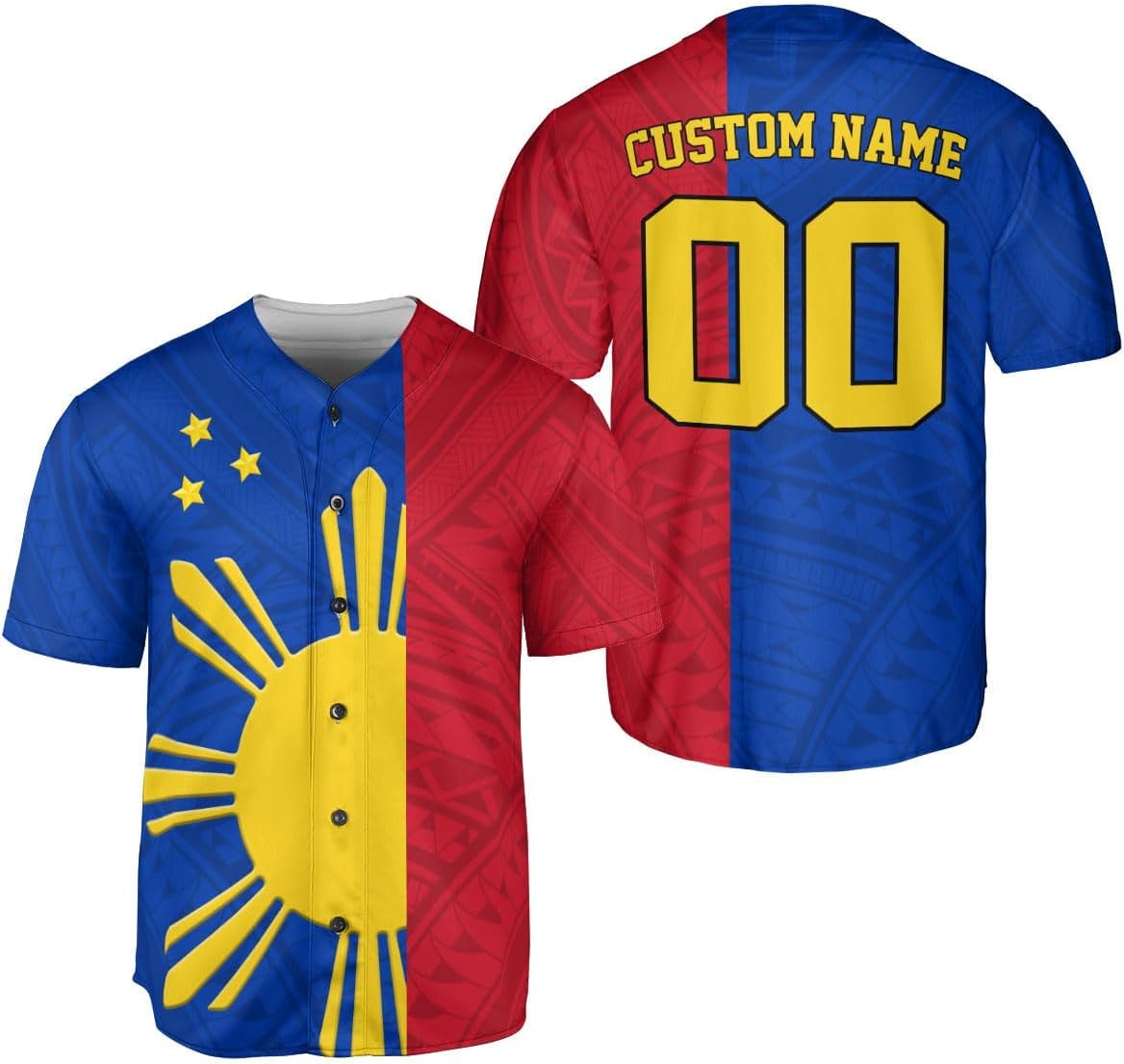 Personalized Philippines Baseball Jersey, Filipino Flag Baseball Jersey ...