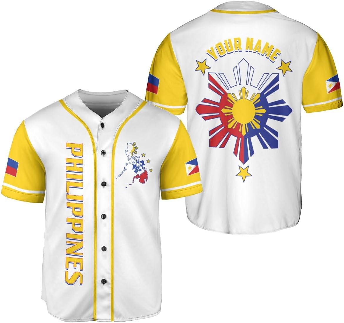 Personalized Philippines Baseball Jersey, Filipino Flag Baseball Jersey ...