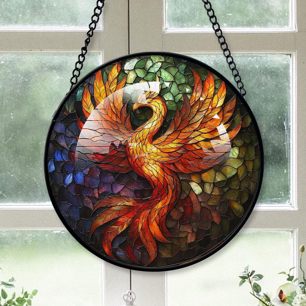 Personalized Phoenix Stained Glass Suncatcher Artistic Window Hanging ...