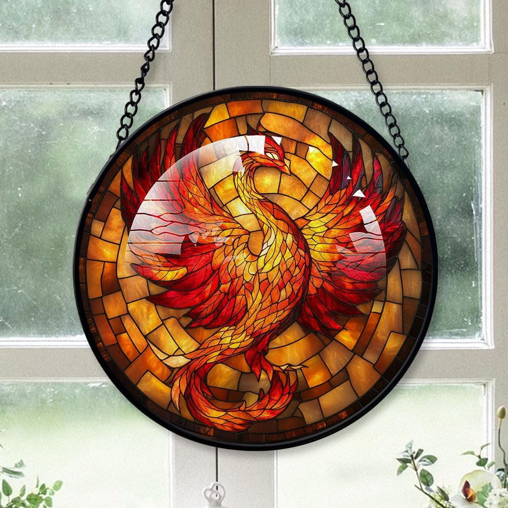 Personalized Phoenix Stained Glass Suncatcher Artistic Window Hanging ...