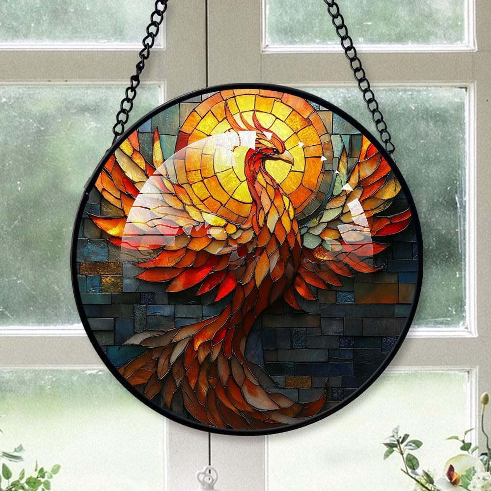 Personalized Phoenix Suncatcher Stained Glass, Phoenix Gifts for Women ...