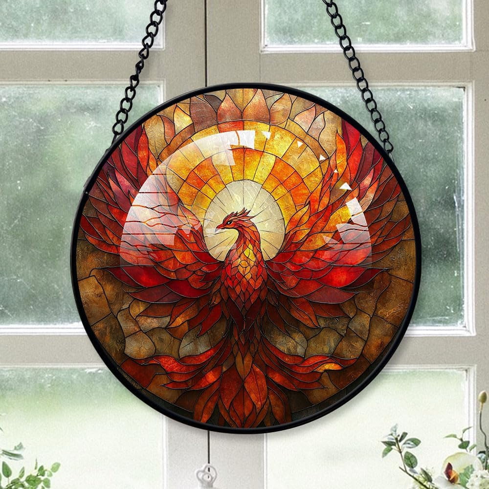 Personalized Phoenix Suncatcher Stained Glass, Phoenix Originally ...