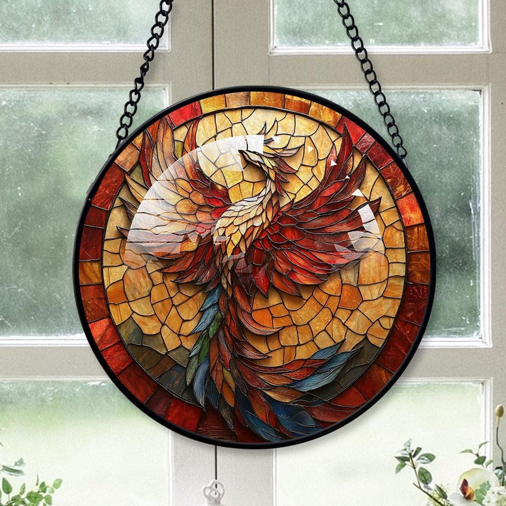 Personalized Phoenix Suncatcher Stained Glass, Phoenix Ornament for Sun ...