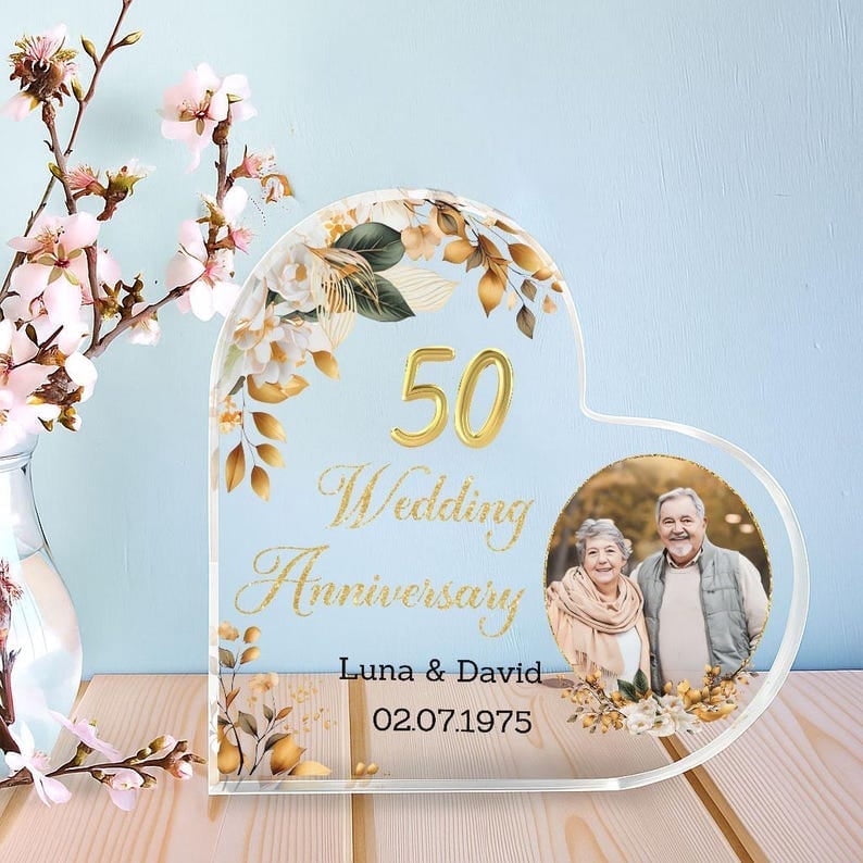 Personalized Photo 50th Anniversary Gift, 50th Gold Anniversary Gift ...