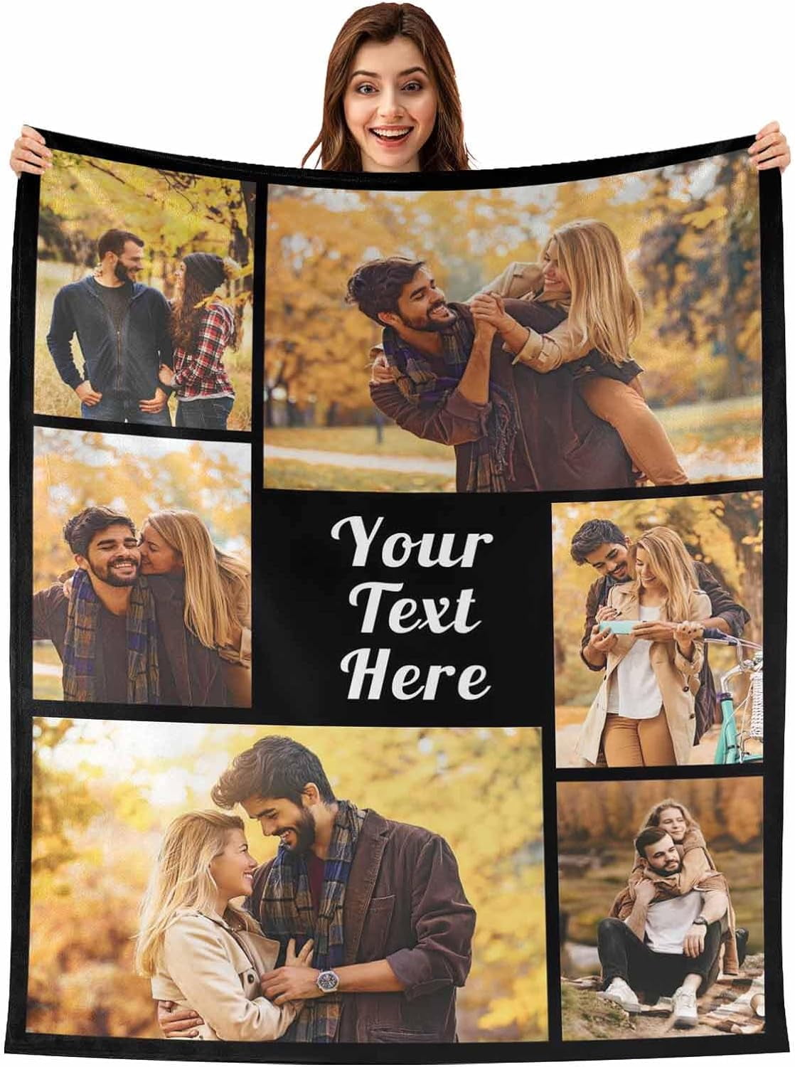 Personalized Photo Blanket for Family, Customized Bed Blanket with 10 ...