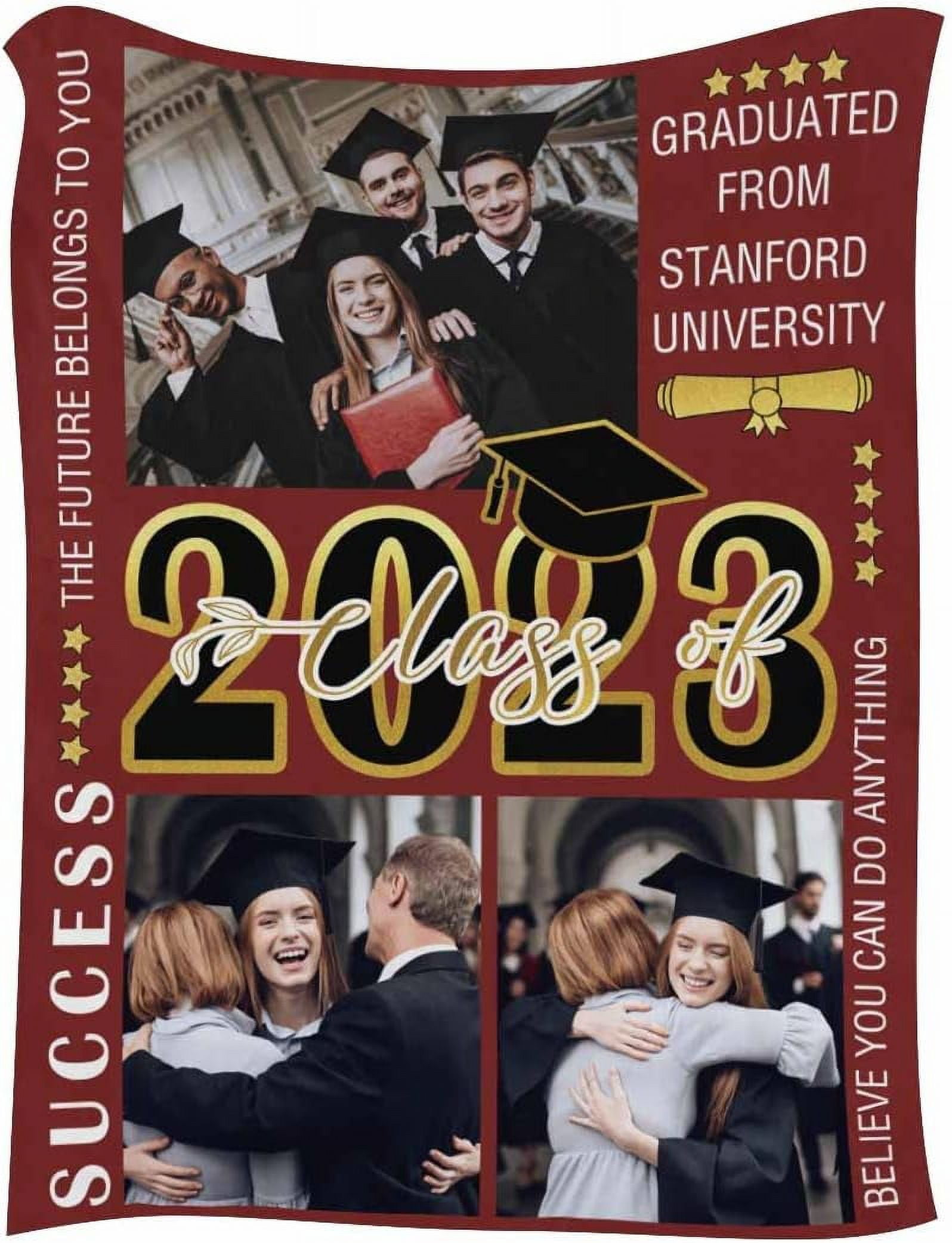 Personalized Photo Custom Name Throw Blanket for Couch, Class of 2023 ...