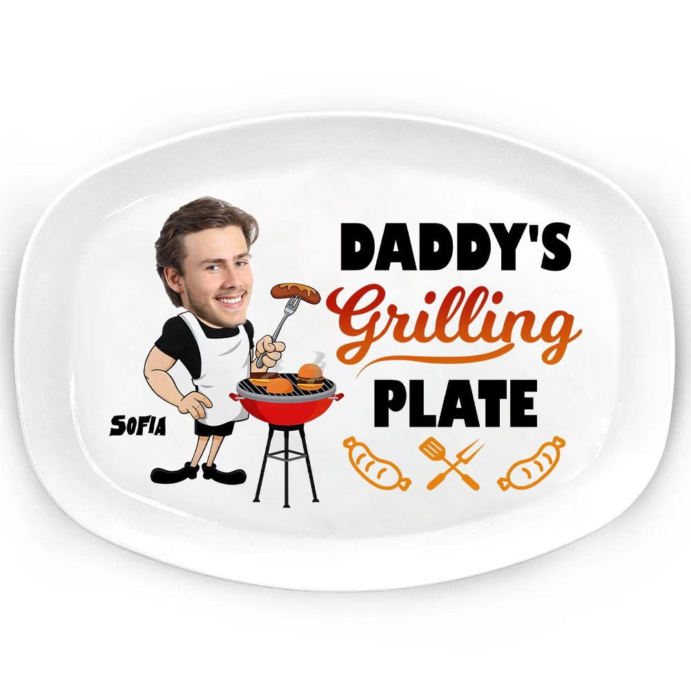 Personalized Photo Daddy's Grilling Plate, Personalized BBQ Daddy ...