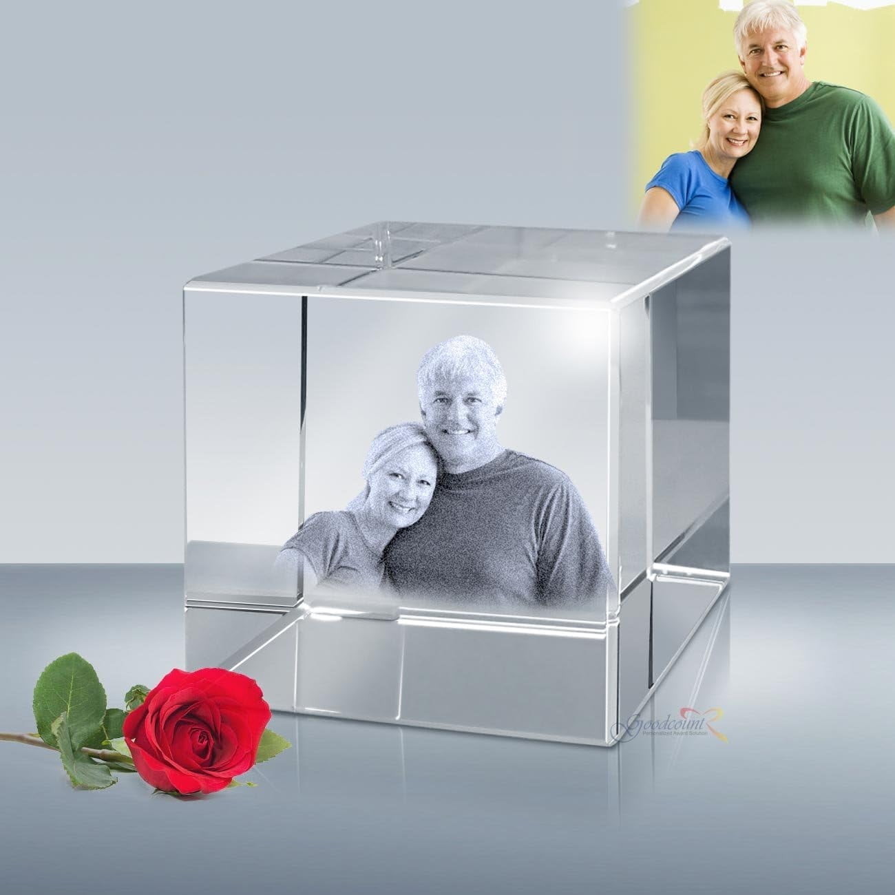 Personalized Photo Etched Crystal Flat Cube, Engraved Picture Glass ...