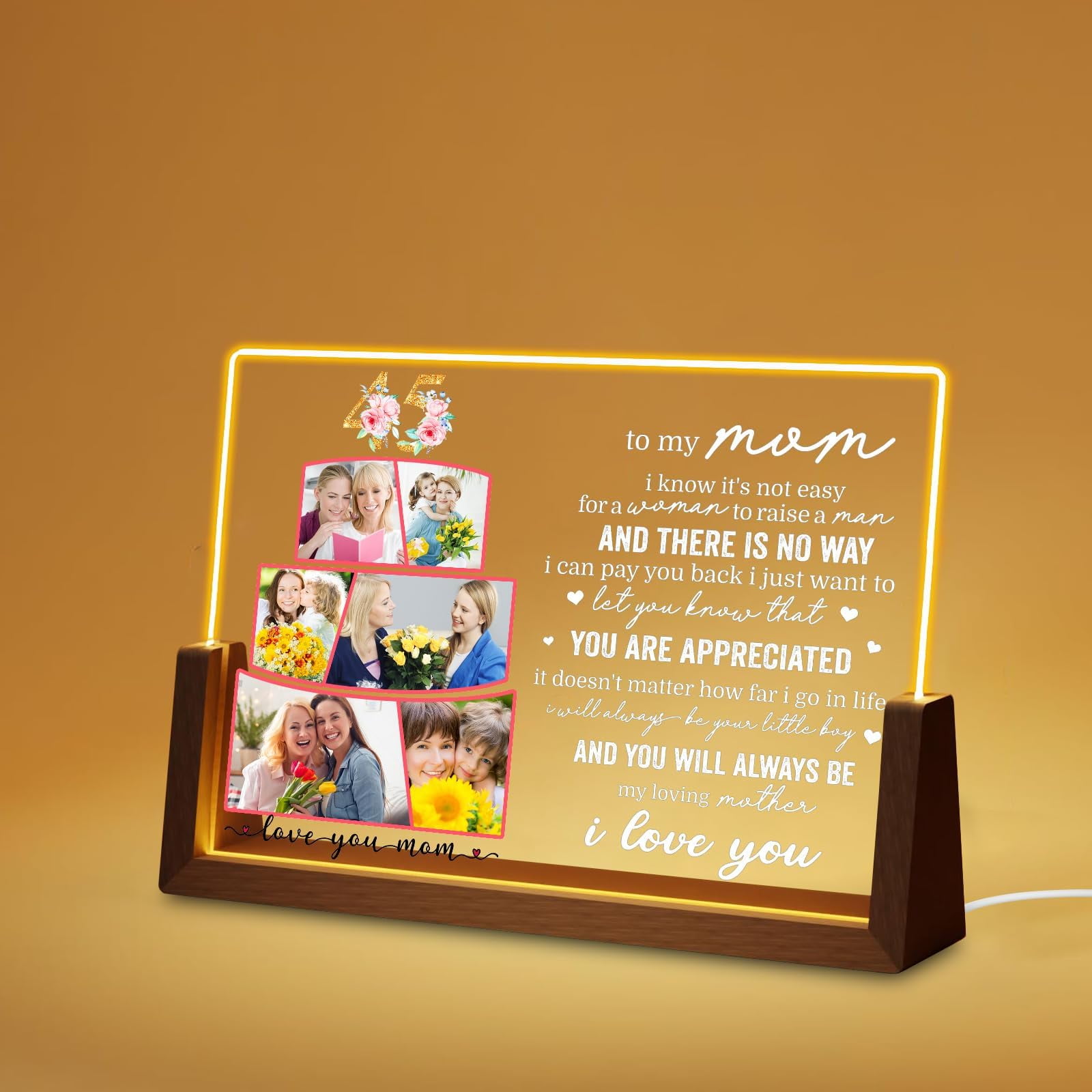 Personalized Photo Frame Night Light, Mother's Day Gifts for Mom from ...