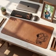 Personalized Photo Leather Desk Pad for Dad, Custom Line Art Mouse Mat ...