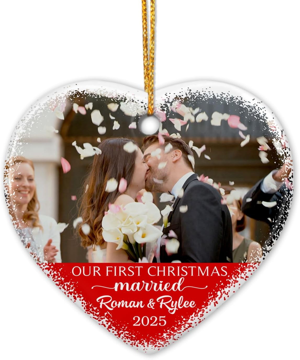 Personalized Photo Mr & Mrs Married Ceramic Christmas Ornament, Our ...