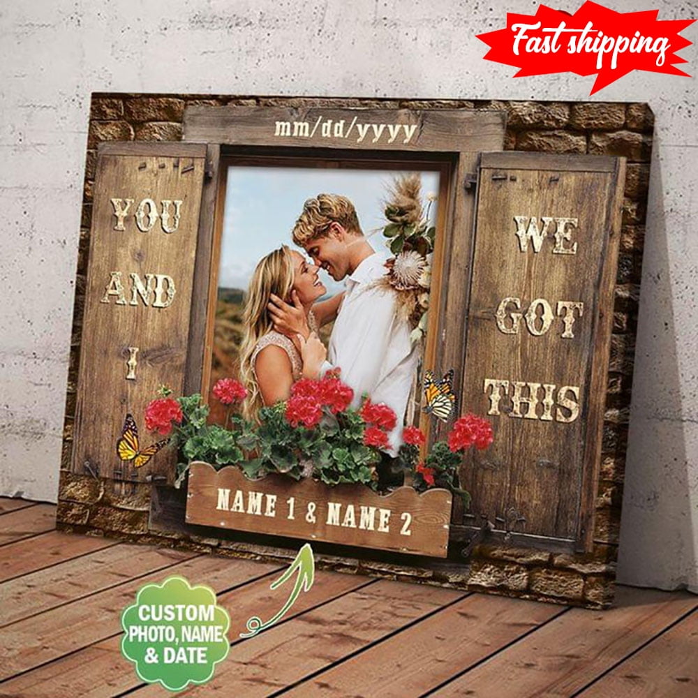 Personalized Photo, Name & Date Barn Window Frame Happy Couple With ...