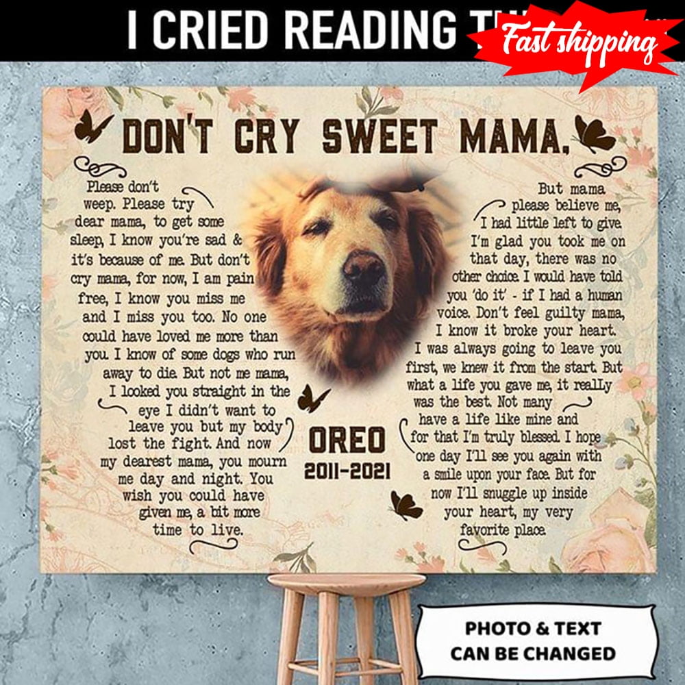 Personalized Photo, Name, Date & Text Floral Theme Golden Retriever Dog ...