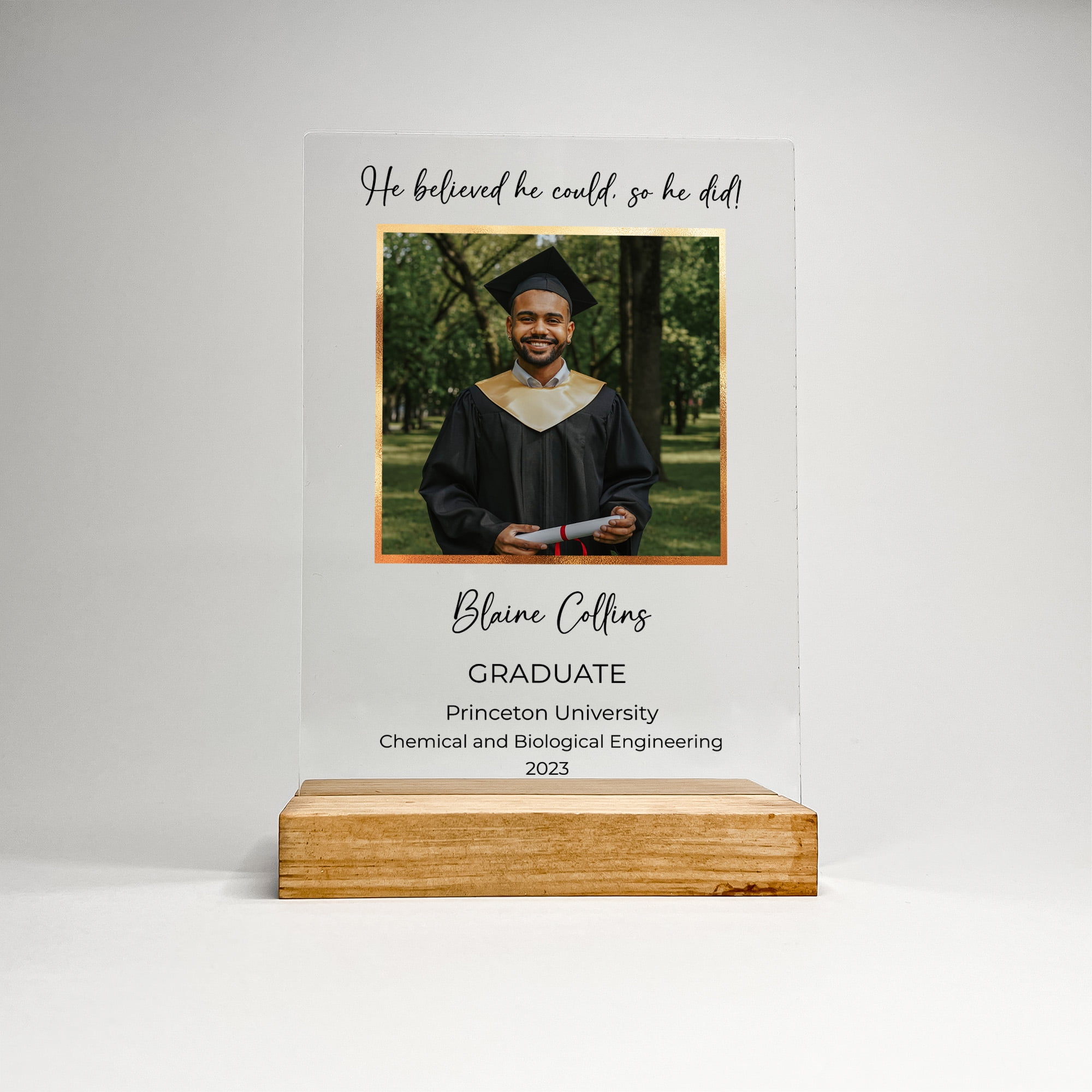 Personalized Photo Picture Wood Light Up Stand Graduation Cap Grad ...