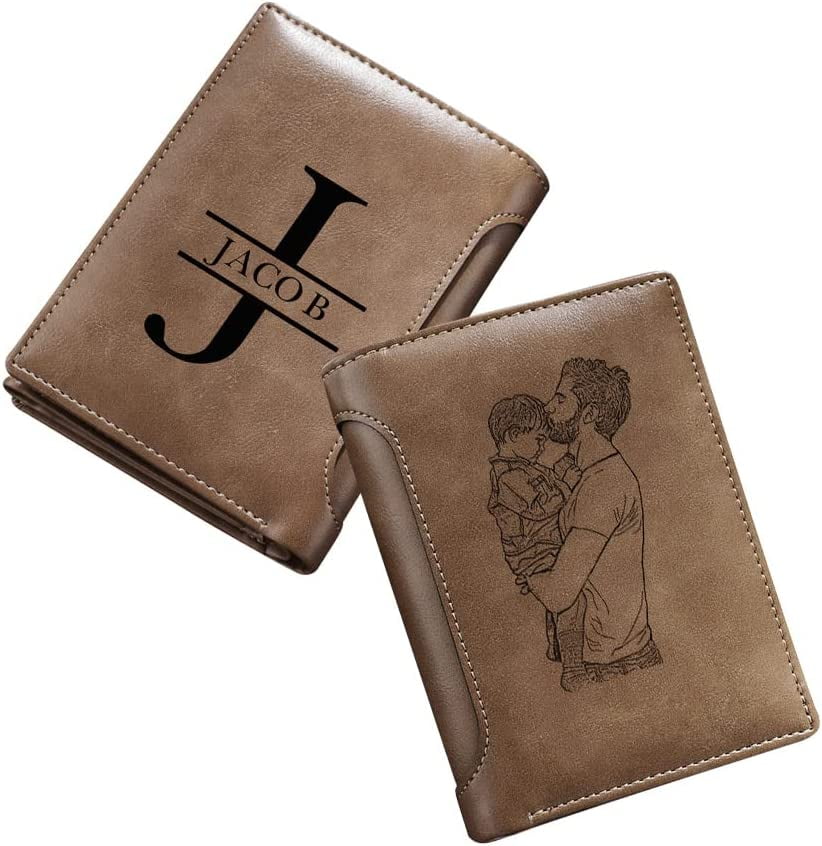 Personalized Photo Wallet For Men Pu Leather, Custom Engraved Picture ...