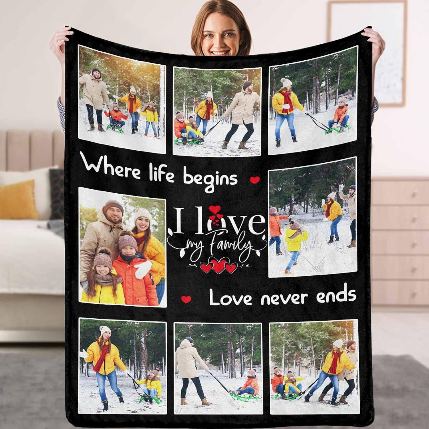 Personalized Photos Collage Blanket for Family Member Custom Picture ...