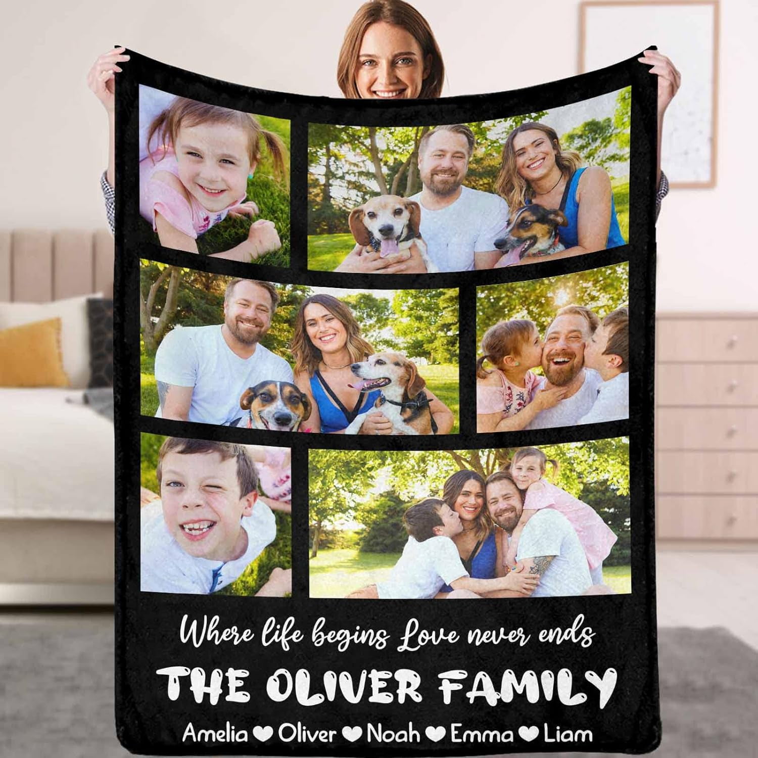 Personalized Photos Collage Blanket for Family Member Custom Picture Blankets with You are My ...