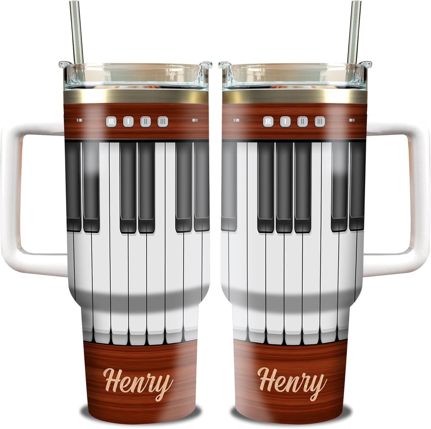 Personalized Piano Key Tumbler Cup With Handle and Straw 40oz Custom ...