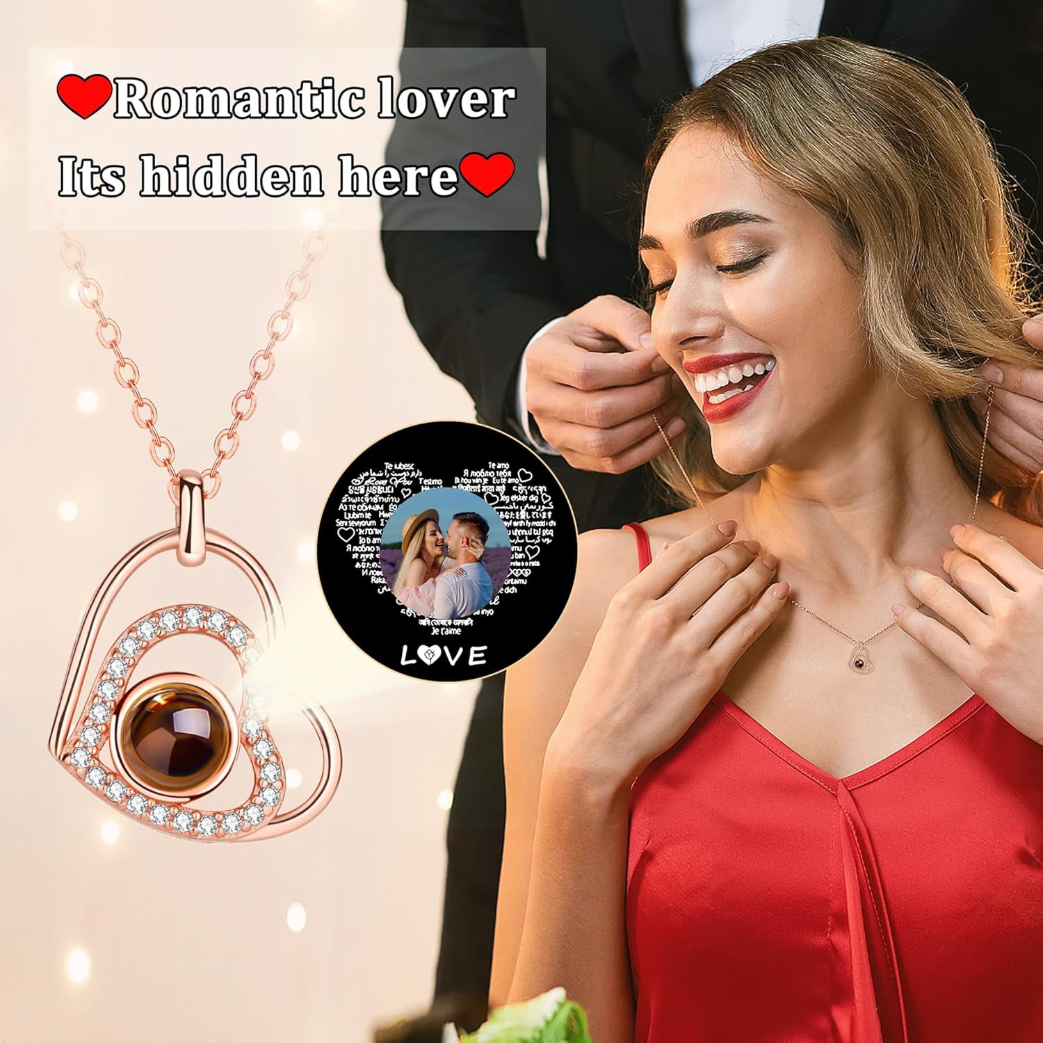 Personalized Picture Necklace Projection Necklace With Photo Inside ...