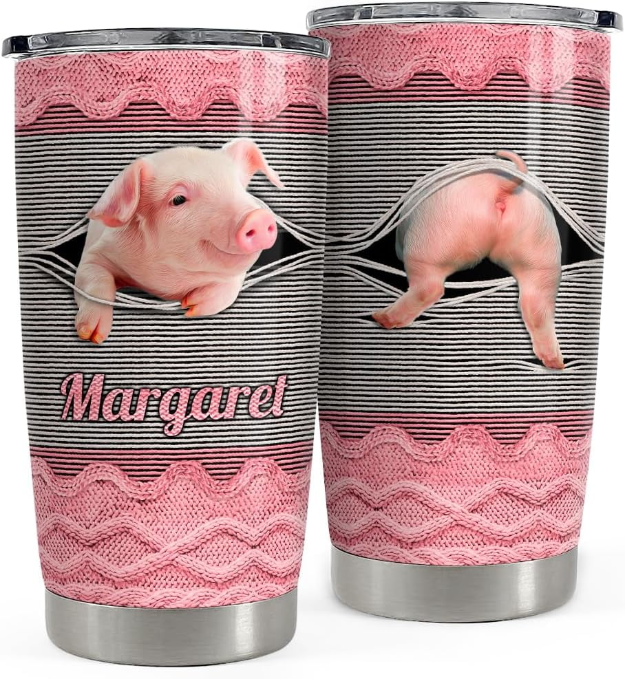 Personalized Pig Tumbler 20oz 30oz Insulated Tumblers with Lid Coffee ...