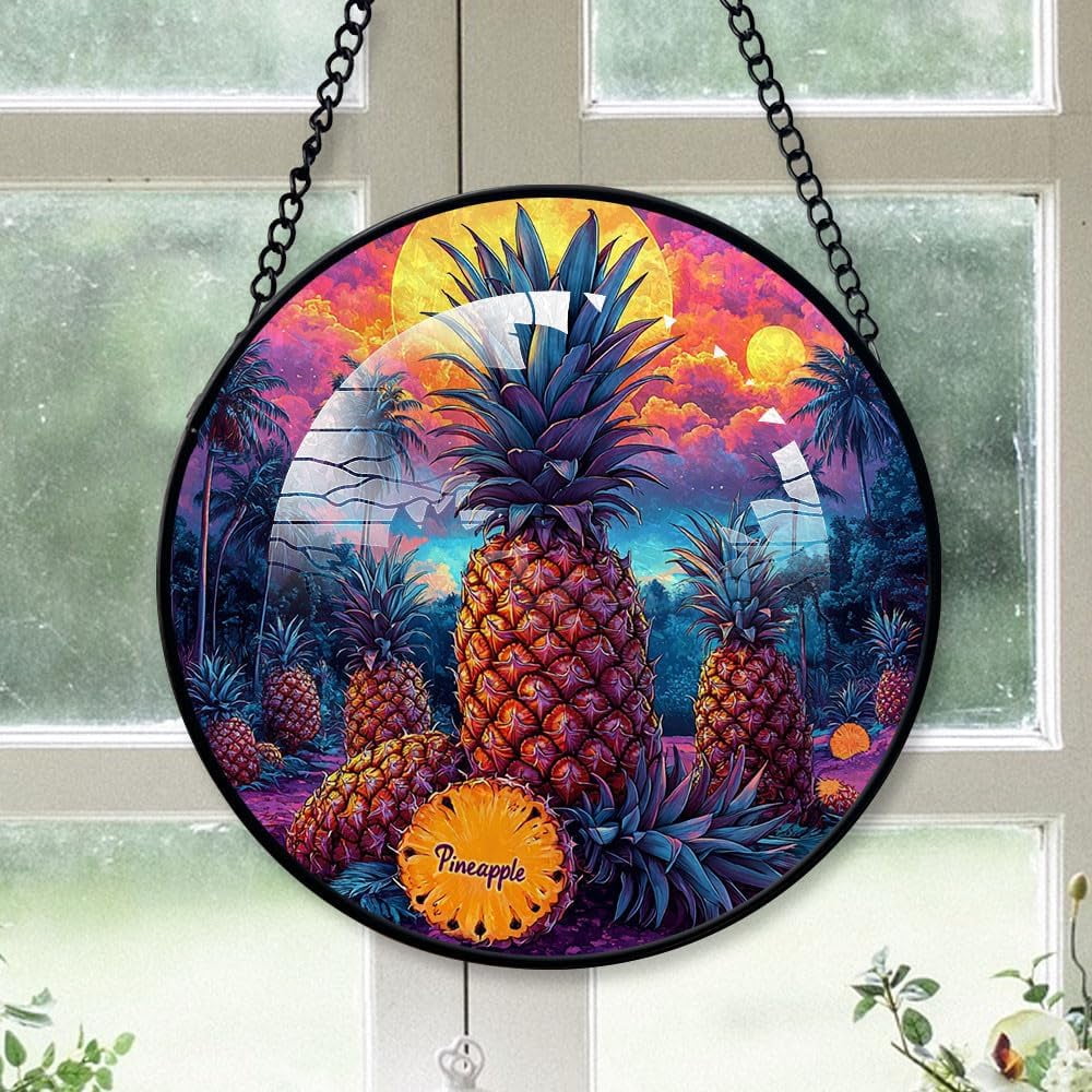 Personalized Pineapple Suncatcher Stained Glass, Pineapple Gifts for ...