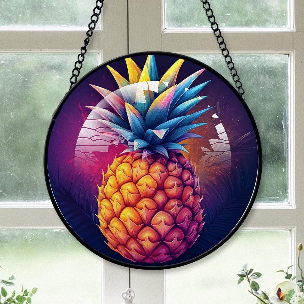 Personalized Pineapple Suncatcher Stained Glass, Pineapple Originally ...