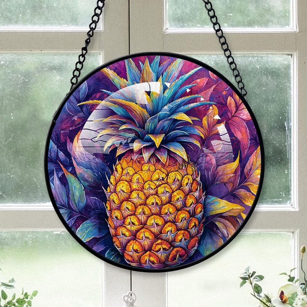 Personalized Pineapple Suncatcher Stained Glass, Pineapple Originally ...