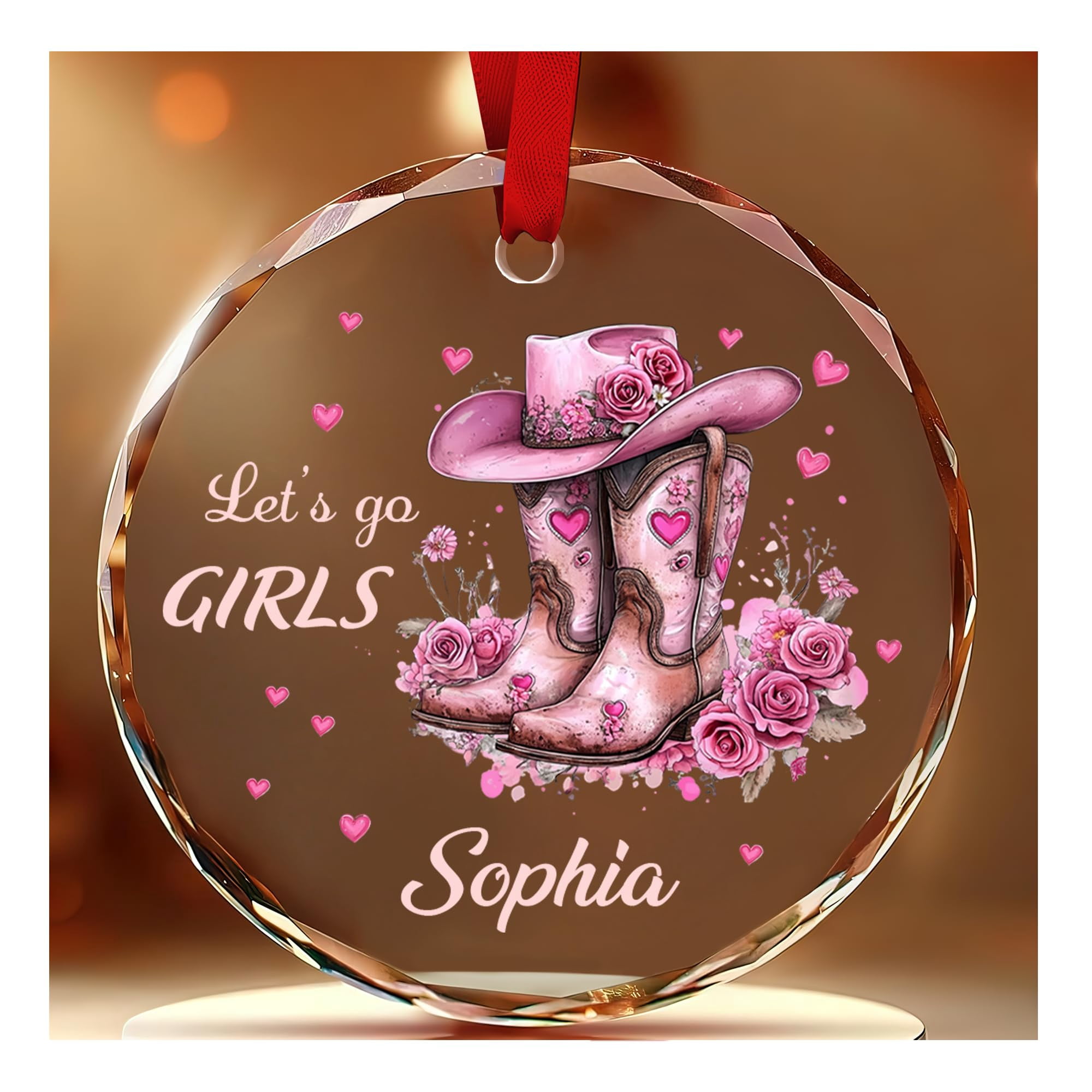 Personalized Pink Cowgirl Boots Ornament - Western Gifts for Women ...