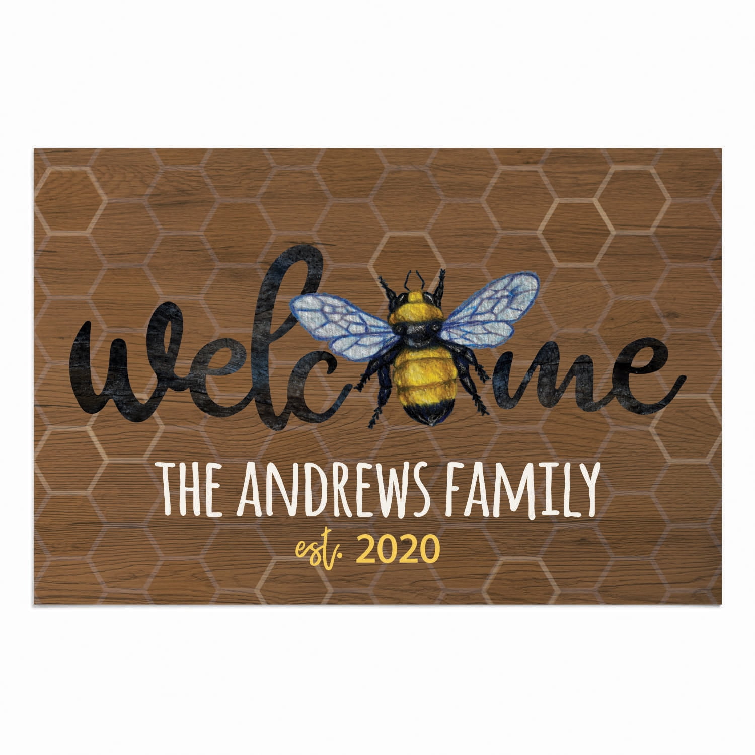 Personalized Planet Honeycomb Welcome Bee Doormat 27x18 Non-Slip Mat ...