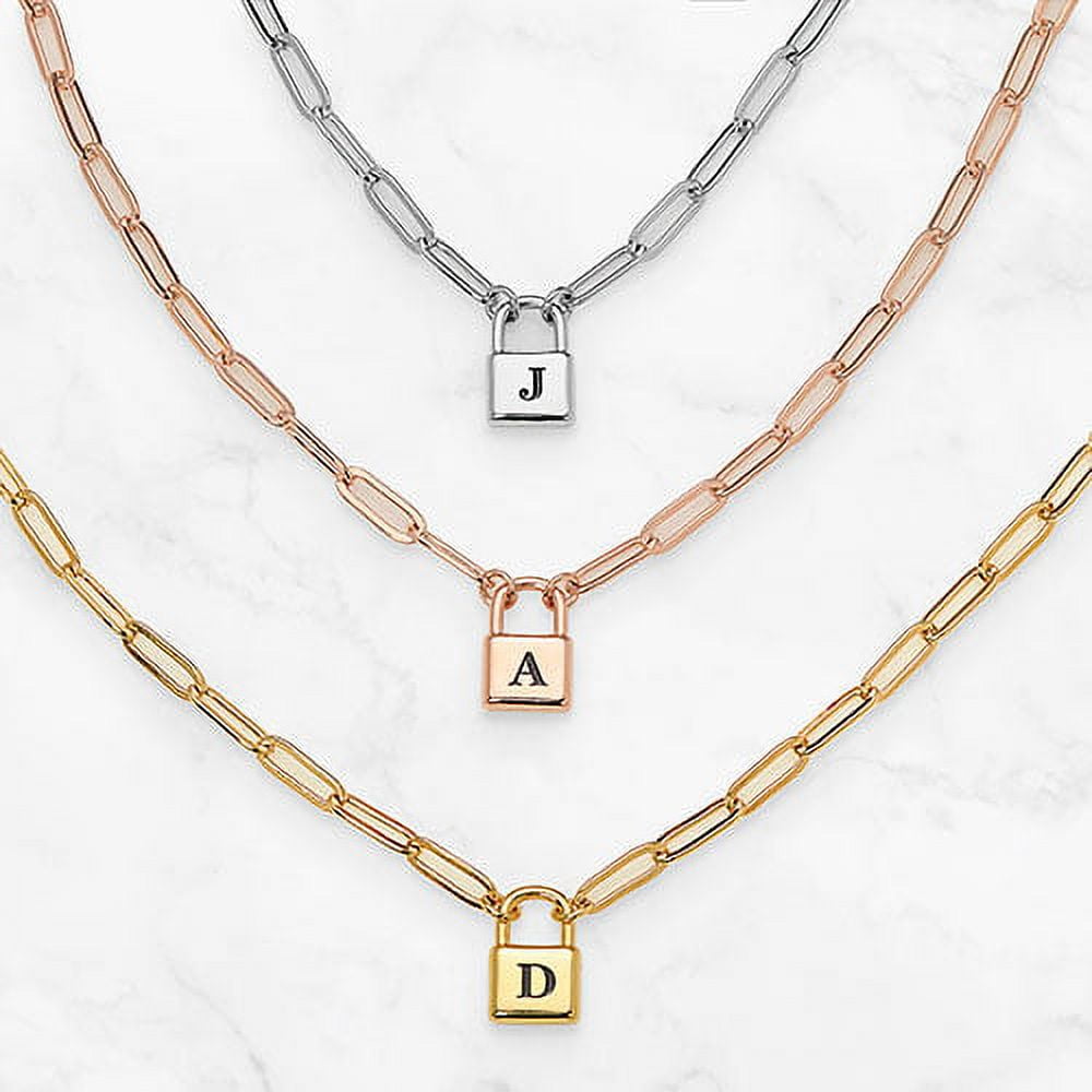 Personalized Planet Initial Padlock Necklace Women s Walmart
