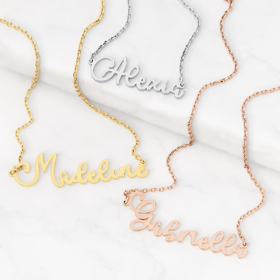 Personalized Planet Sterling Silver Fancy Script Name Necklace ,Women's ...