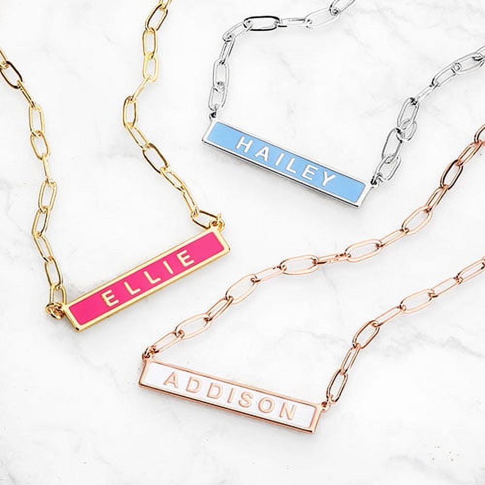 Personalized Planet Women's Enamel Bar on Paperclip Chain Necklace ...
