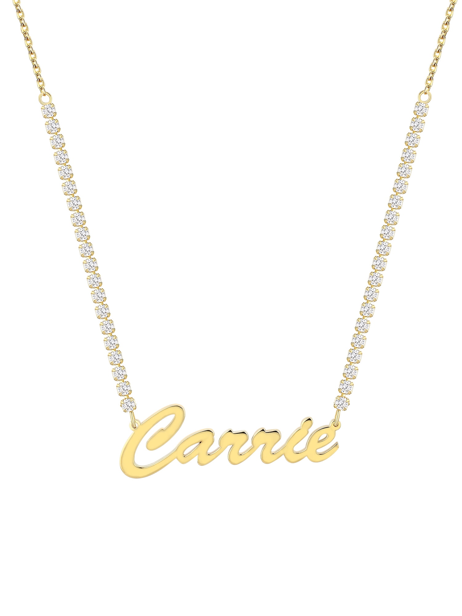 Personalized Planet Women's Hollywood Script Name Plaque CZ Chain ...