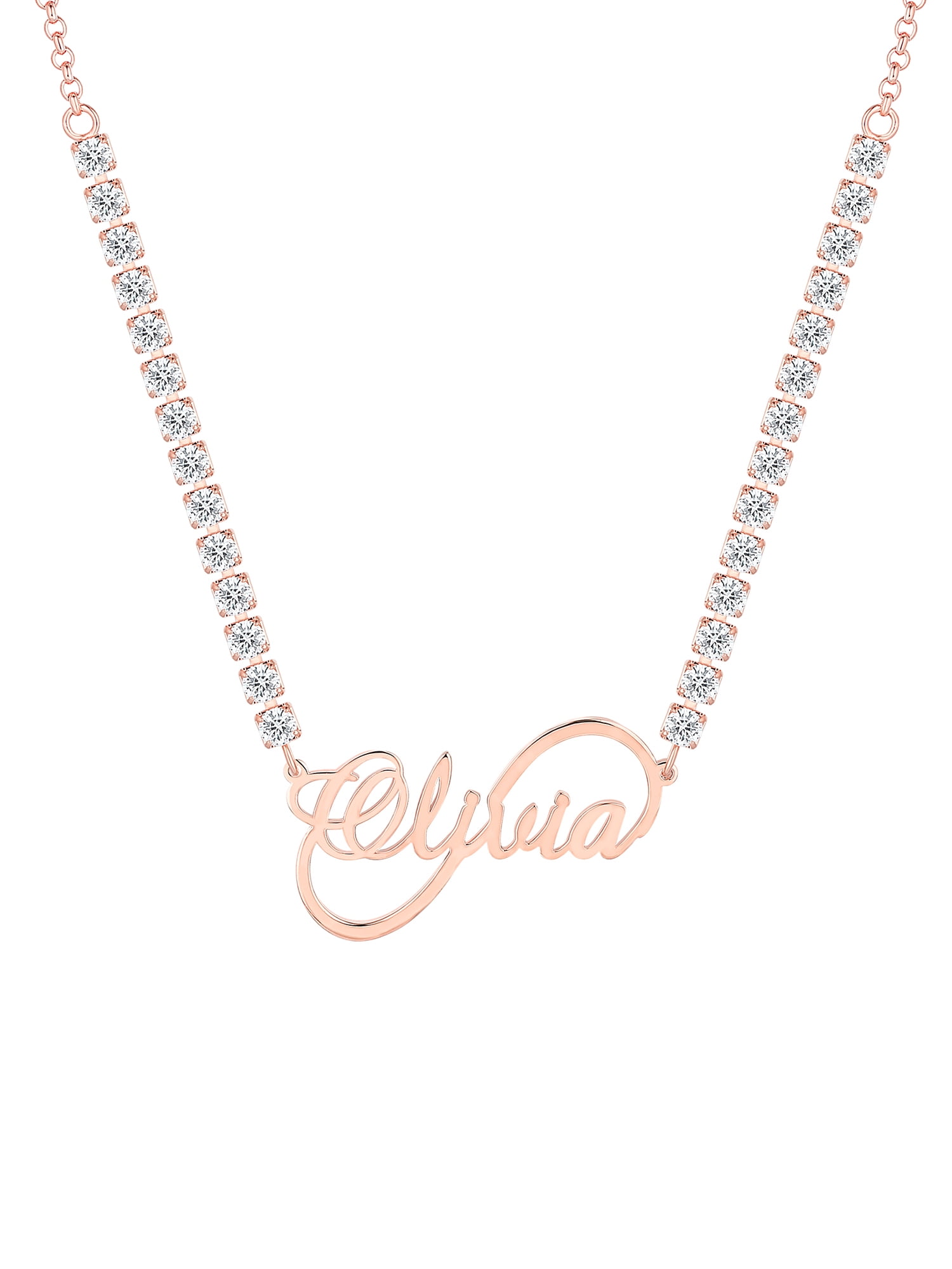 Personalized Planet Women's Infinity Script Name Plaque CZ Chain ...