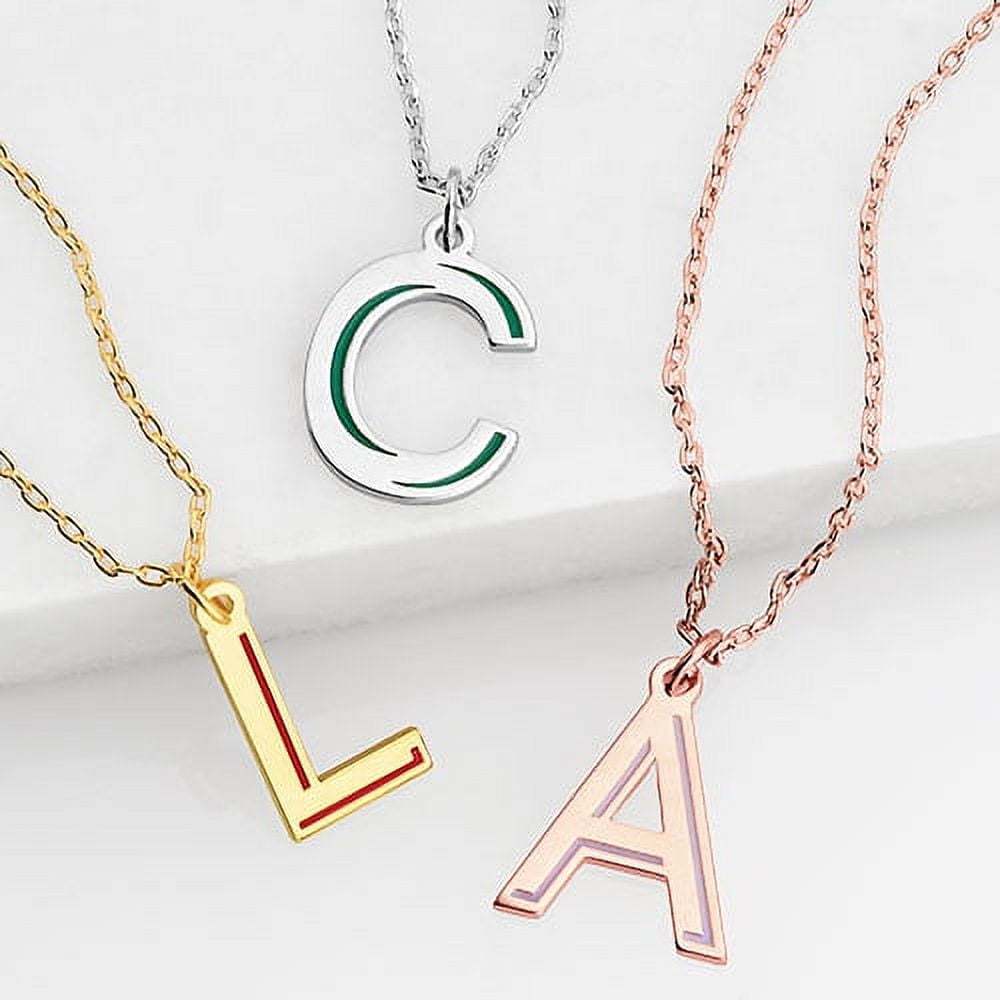 Personalized Planet Women's Initial with Enamel Shadow Necklace ...