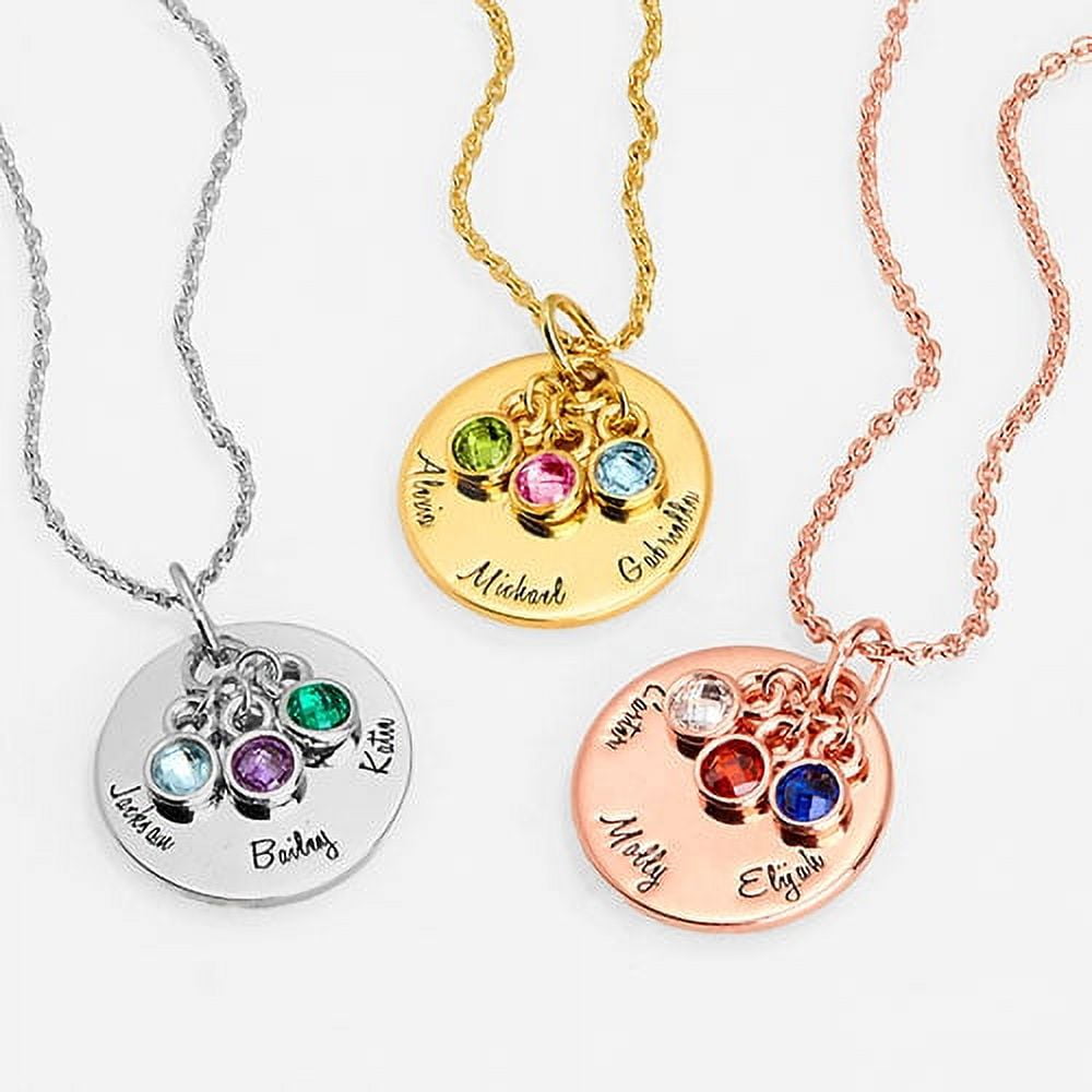 Personalized Planet Women's Mother's Engraved Disc with Birthstones ...