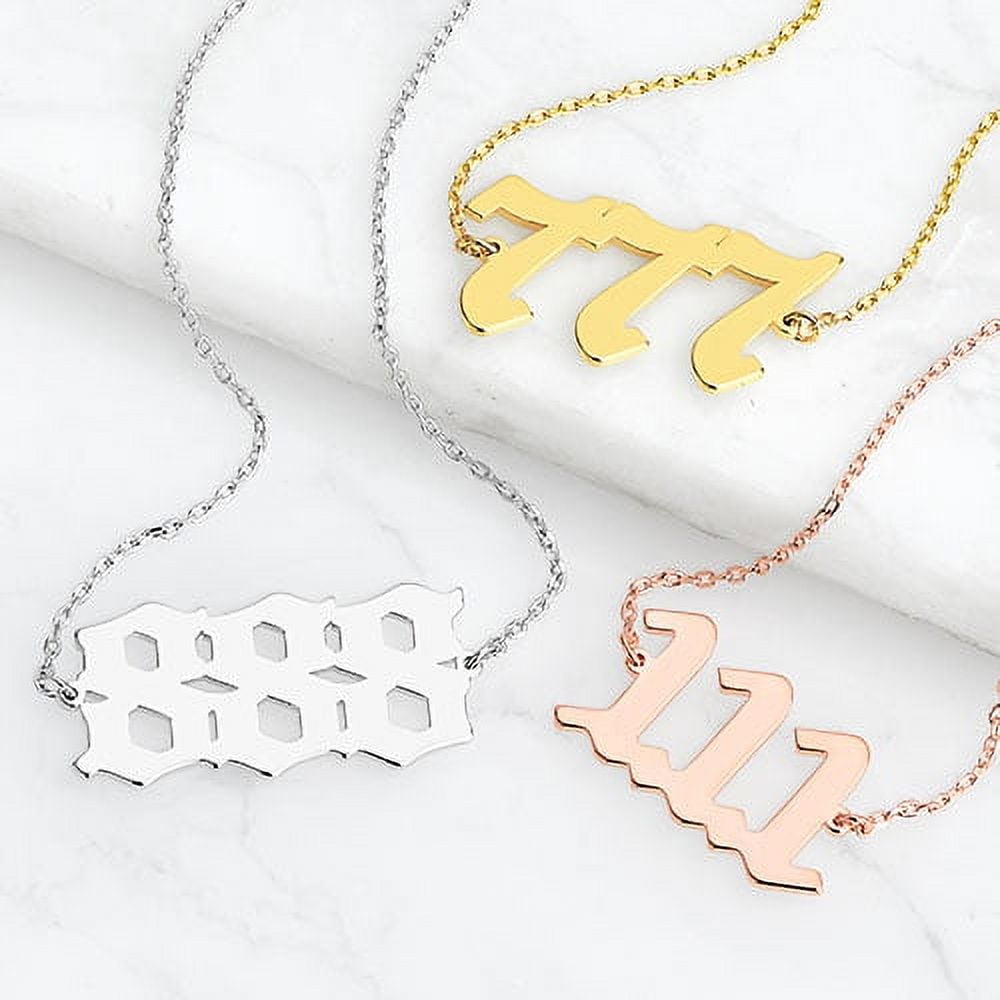Personalized Planet Women's Old English Angel Number Necklace - Walmart.com