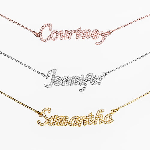 Personalized Planet Women's Pave CZ Name Plaque Necklace - Walmart.com