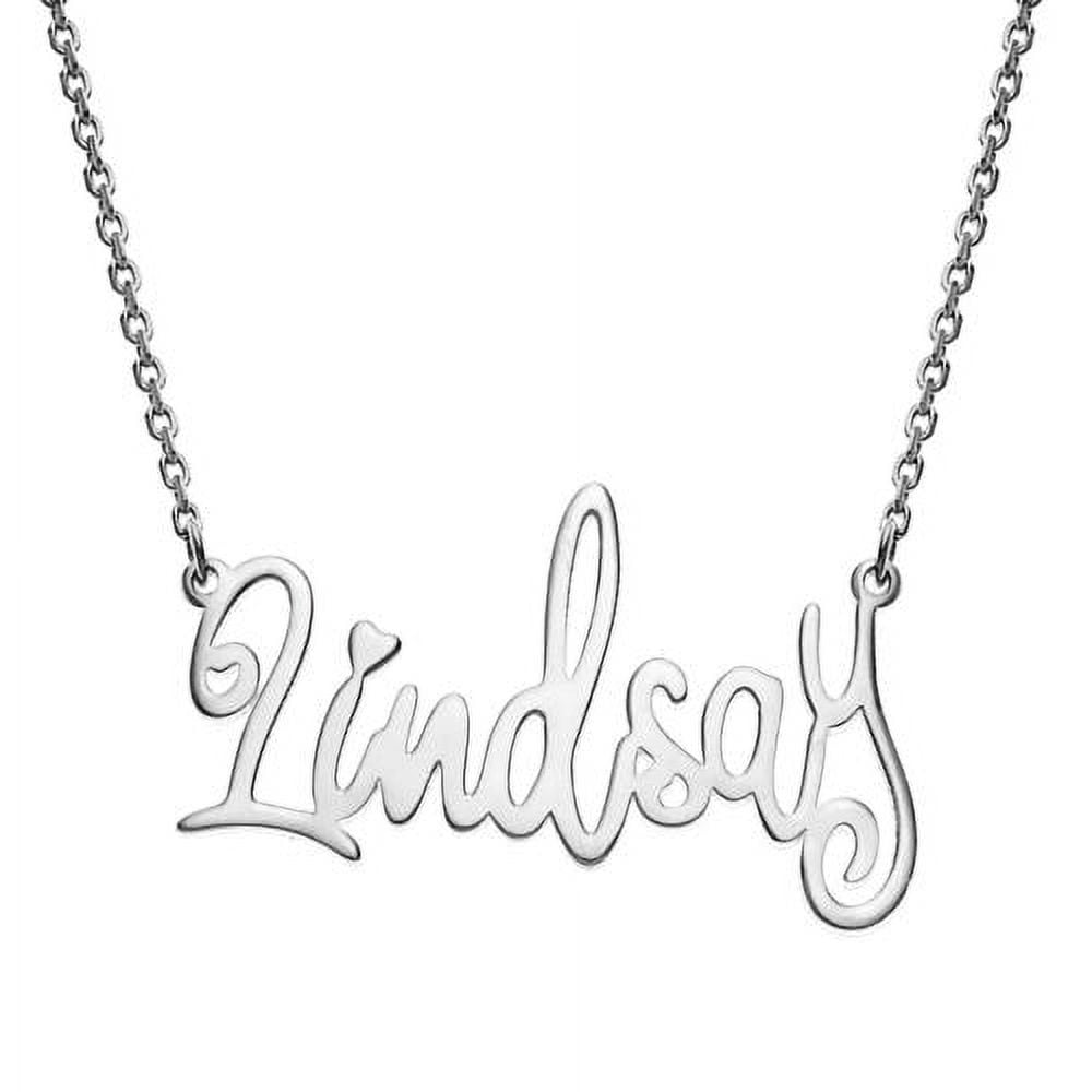 Personalized Planet Womens Sterling Silver Fancy Script Name Necklace