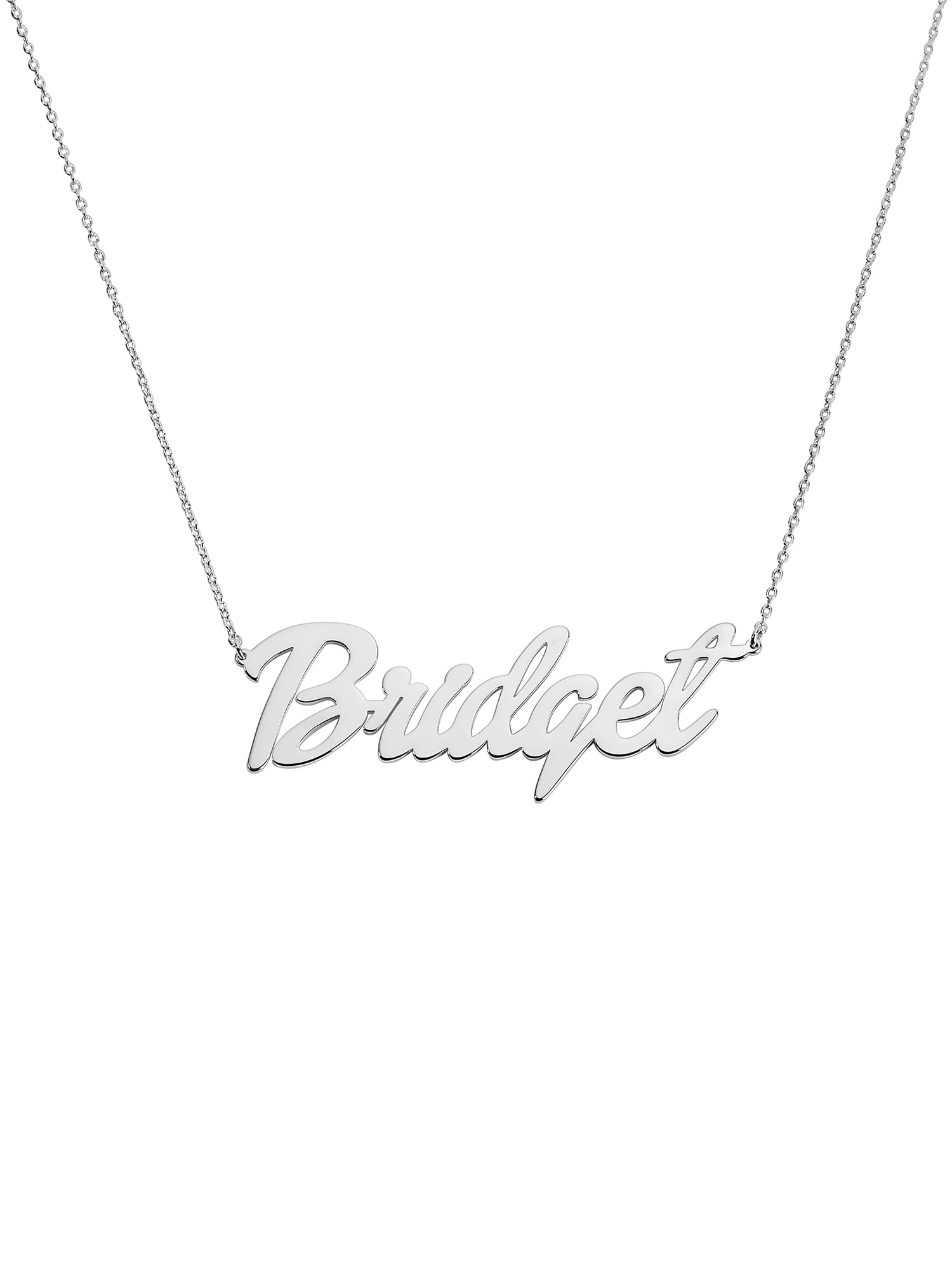 Personalized Planet Womens Sterling Silver Medium Bold Script Name
