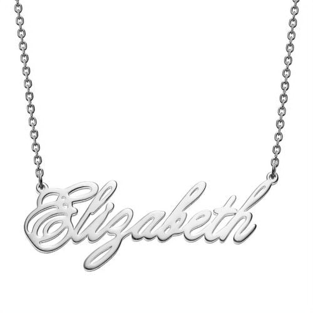 Personalized Planet Womens Sterling Silver Script Name Necklace